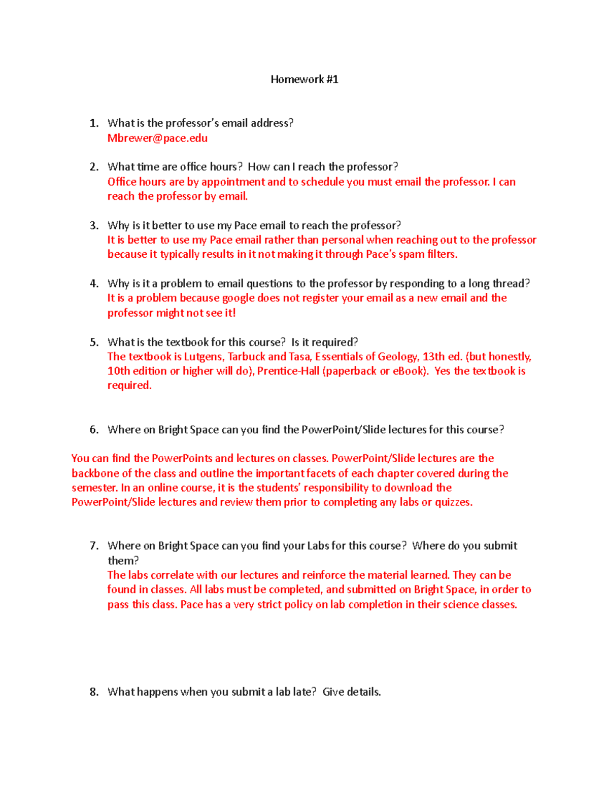 Planet Earth Homework #1 - Homework # What is the professor's email ...