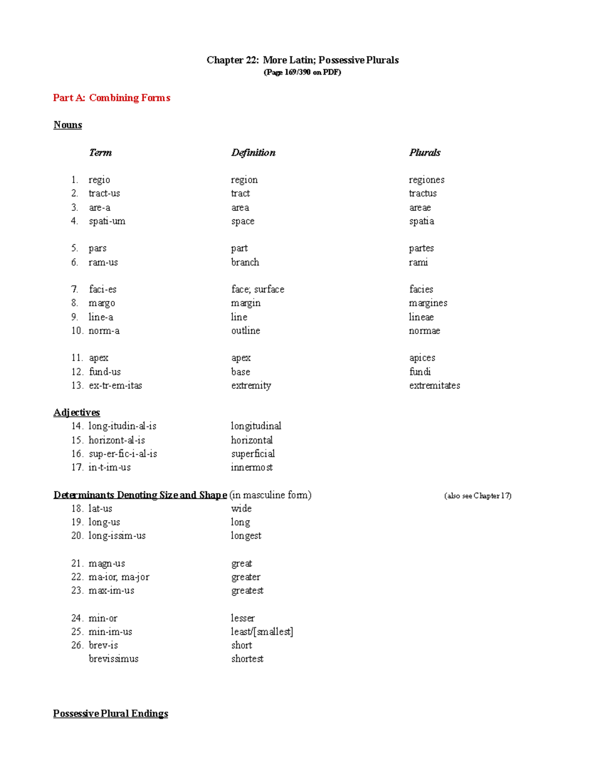 Chapter 22 More Latin Possessive Plurals - Chapter 22: More Latin ...
