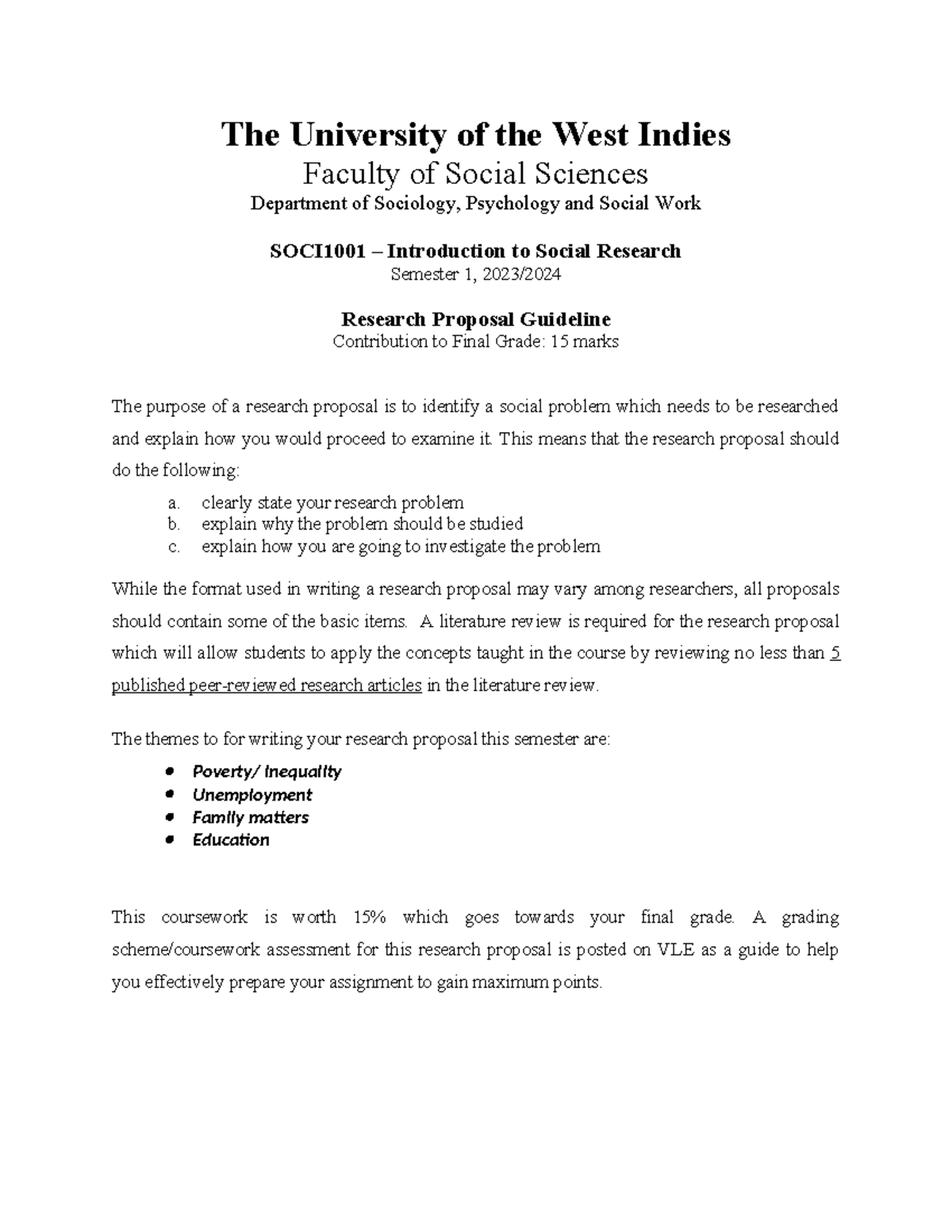 Research proposal guidelines - The University of the West Indies ...