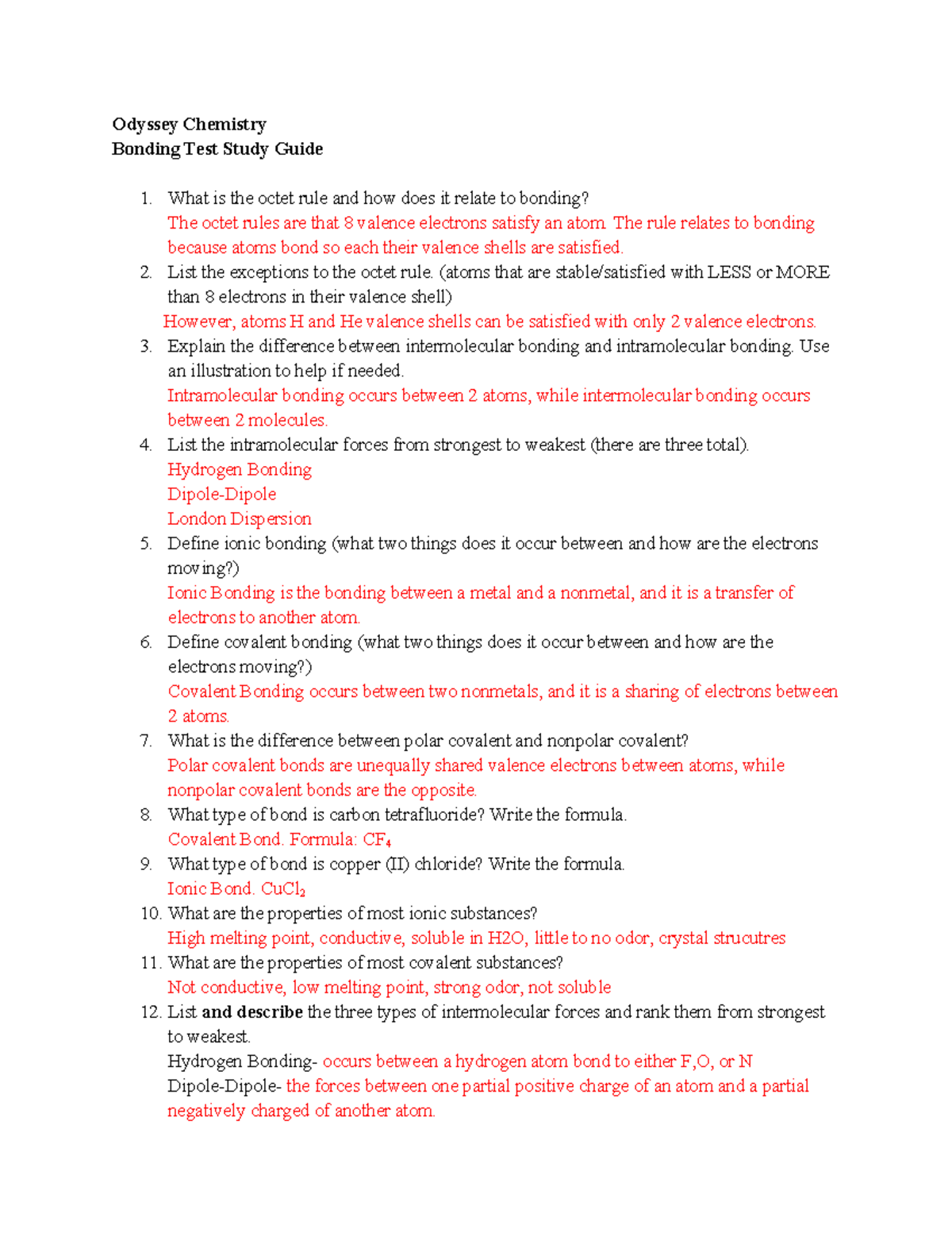 Bonding+Test+Study+Guide+Ody - Odyssey Chemistry Bonding Test Study ...