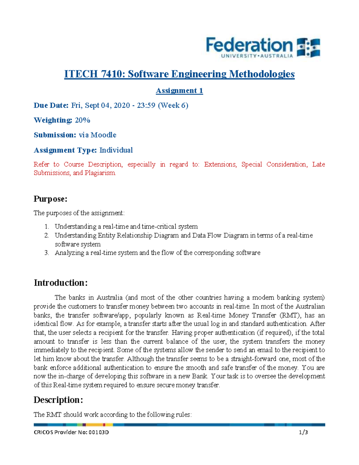 Assignment-1 2020-17 ITECH7410 Specifications - Warning: TT: undefined ...