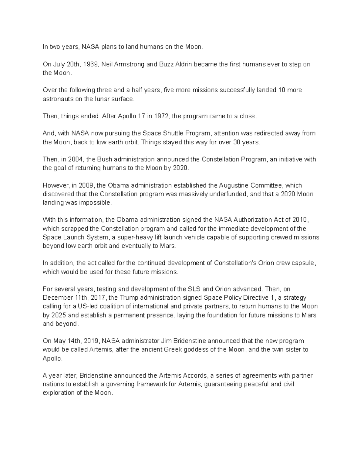 Artemis Program - ndnjd - In two years, NASA plans to land humans on ...