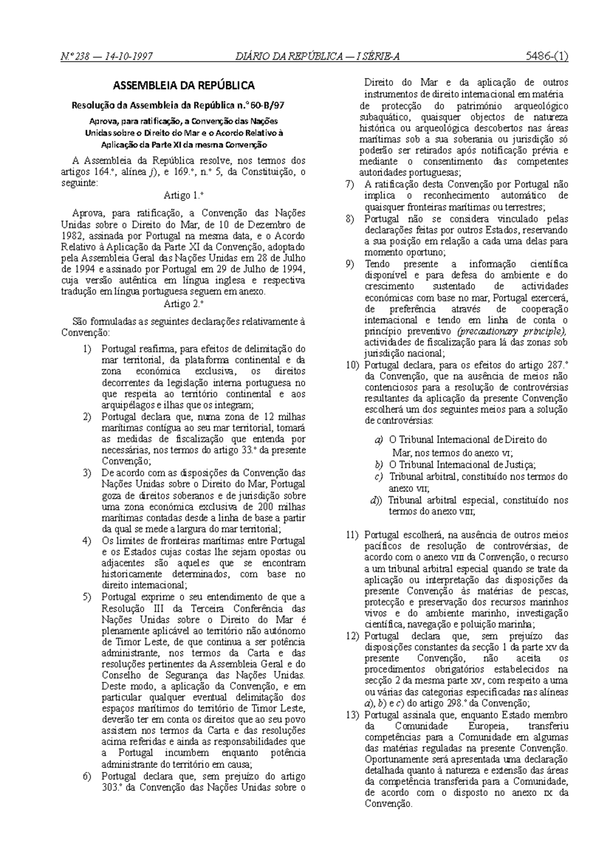 4. Cnudm - Montego Bay - DR - imprimir - N 238 — 14-10-1997 DIÁRIO DA ...