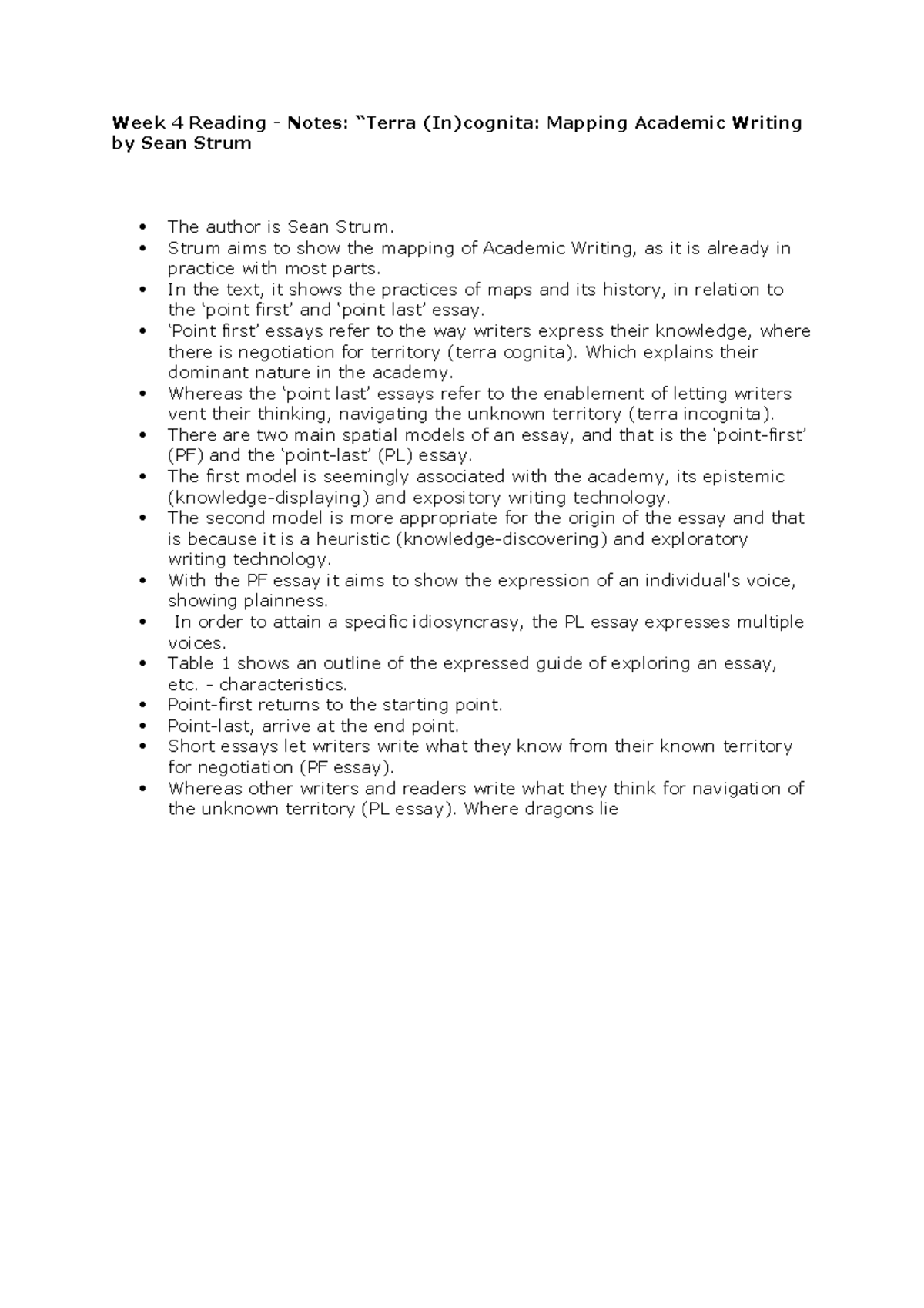 Week 4 Reading - Week 4 Reading - Notes: “Terra (In)cognita: Mapping ...