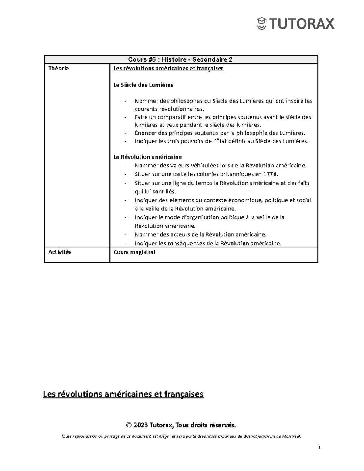 Cours #6 Histoire Secondaire 2 - HST1003 - ULaval - Studocu