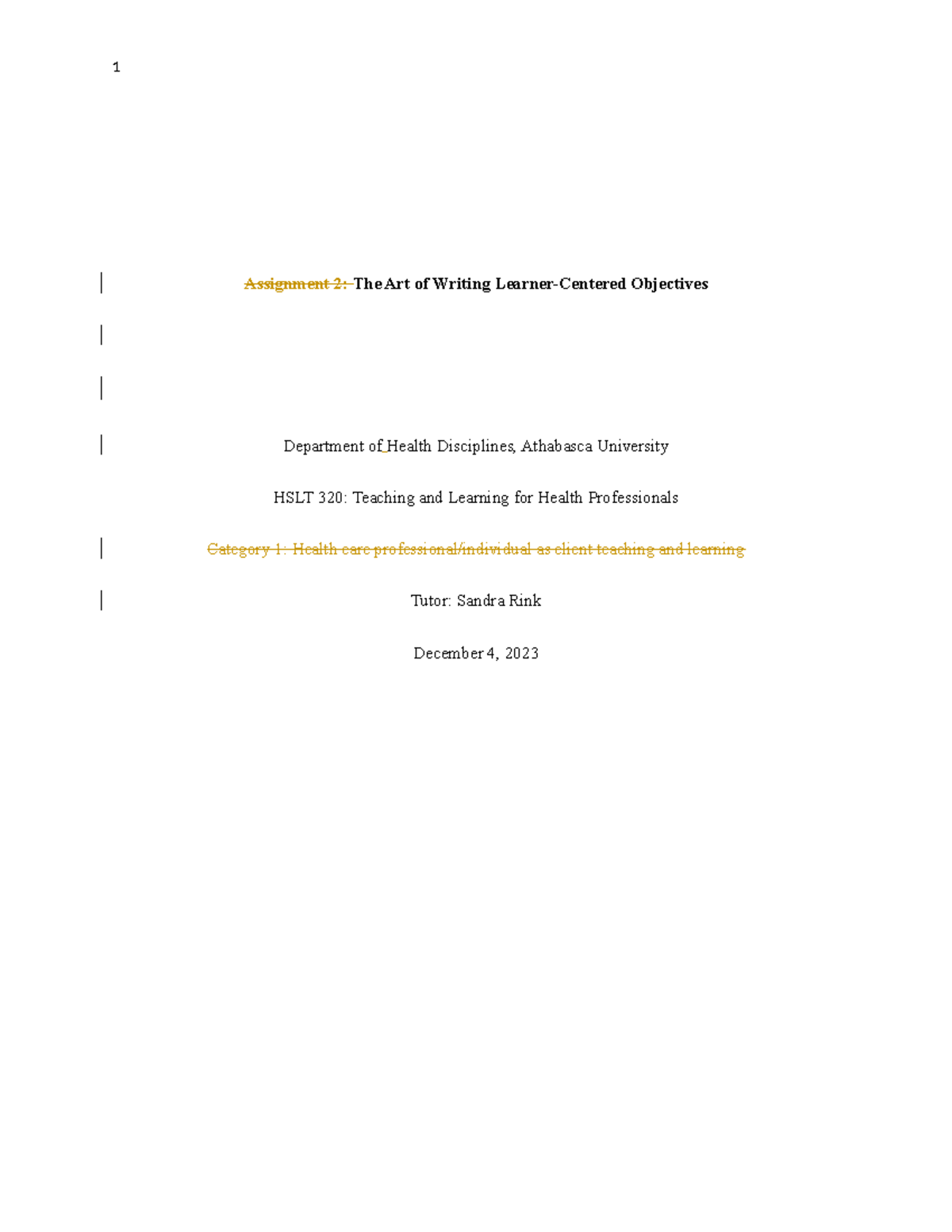 HSLT assignment redo - Corrected version and marked version ...