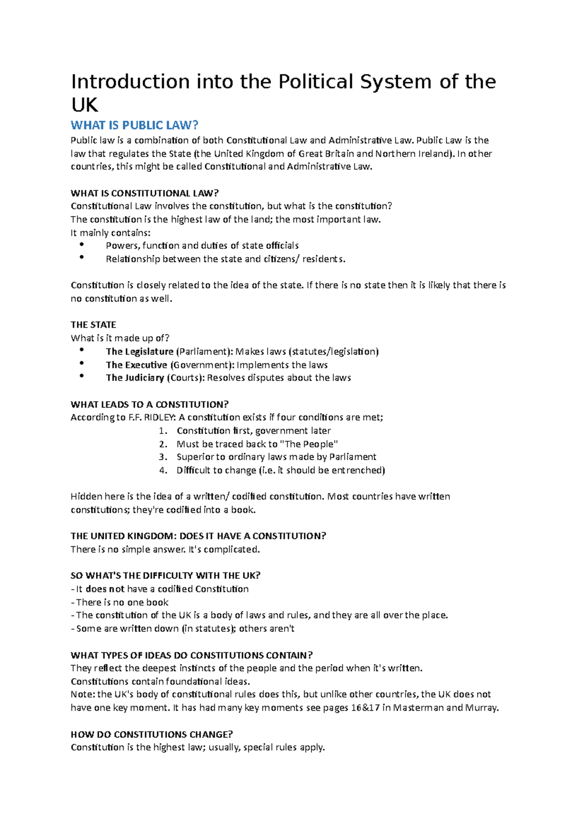 Introduction into the Political System of the UK Lecture 1 ...