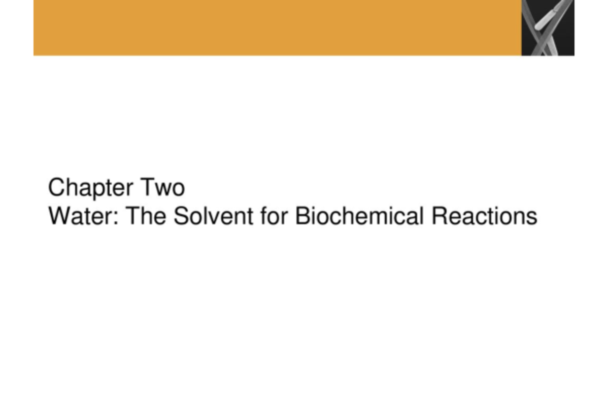 Chapter 2 Water THE Solvent FOR Biological Reactions - Inorganic and ...