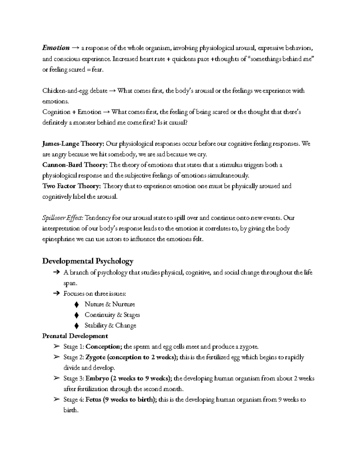 AP Psych - Unit Four - Emotion → a response of the whole organism ...