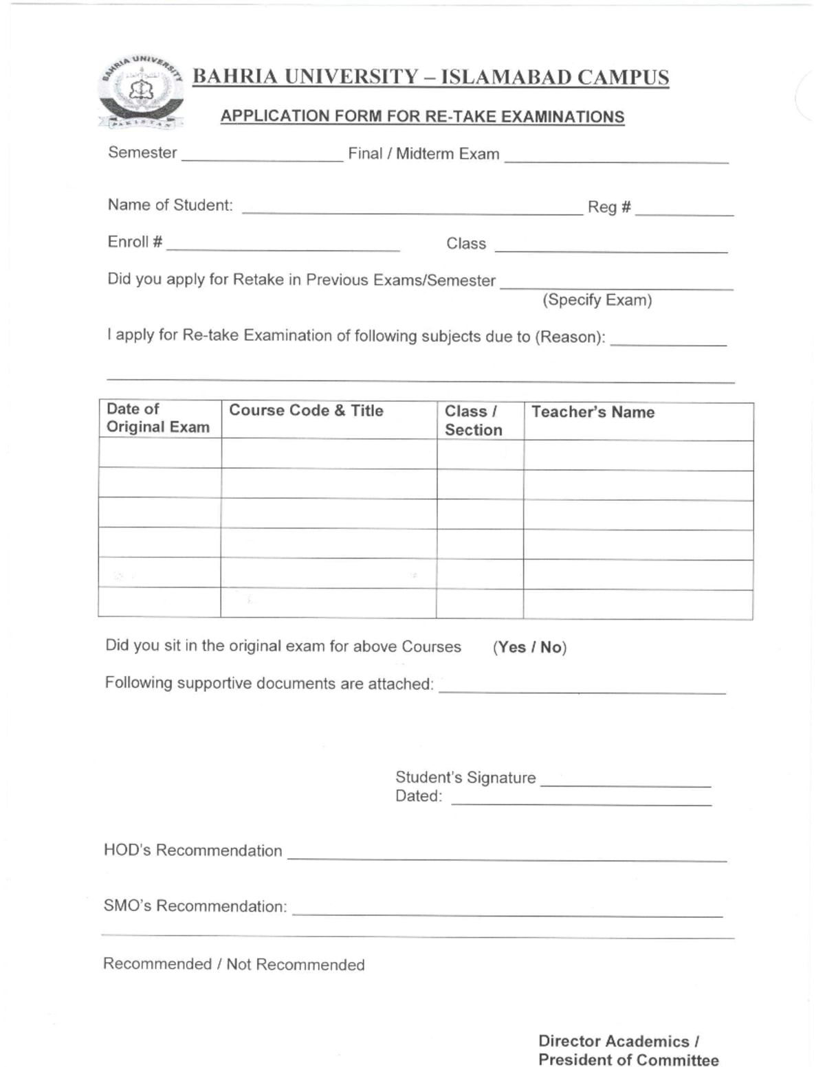 Application Form for Retake Examinations - Functional English - Studocu