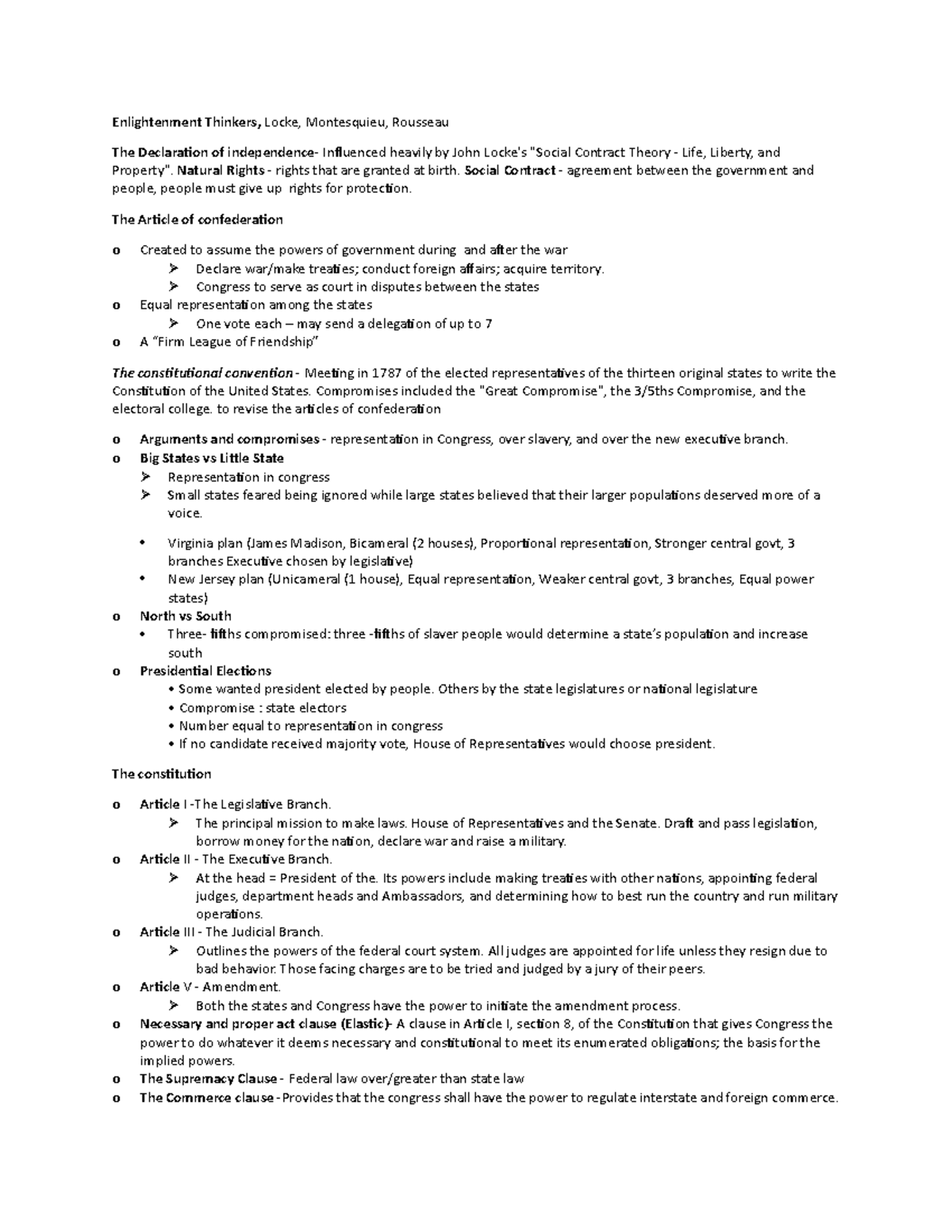 Unit 1 review simplified - Enlightenment Thinkers, Locke, Montesquieu ...