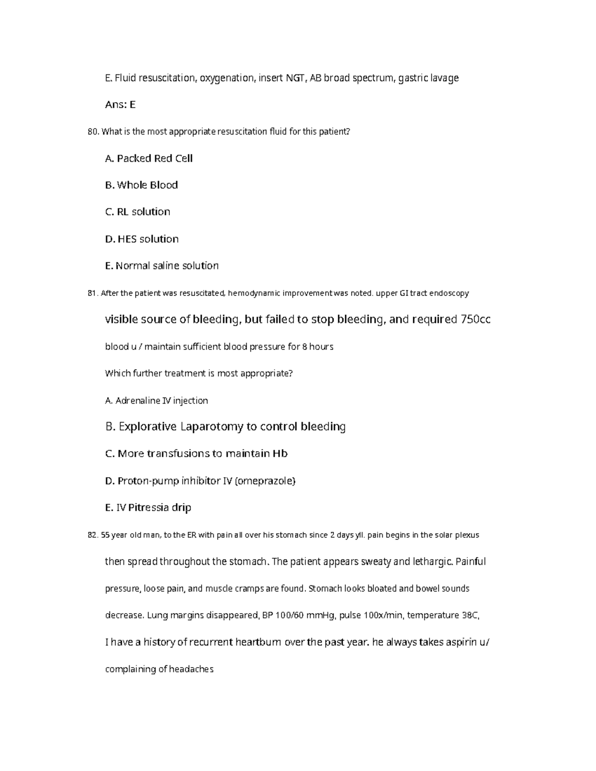 Competency Exam Questions-8 - E. Fluid resuscitation, oxygenation ...