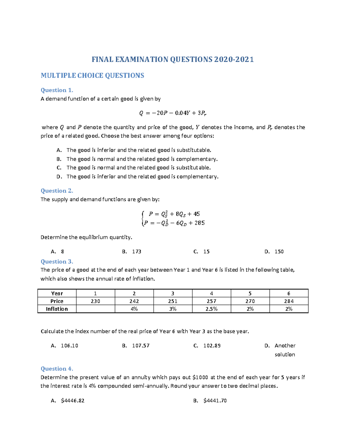 Exam 2020-2021 - Final examination questions 2021 - FINAL EXAMINATION ...