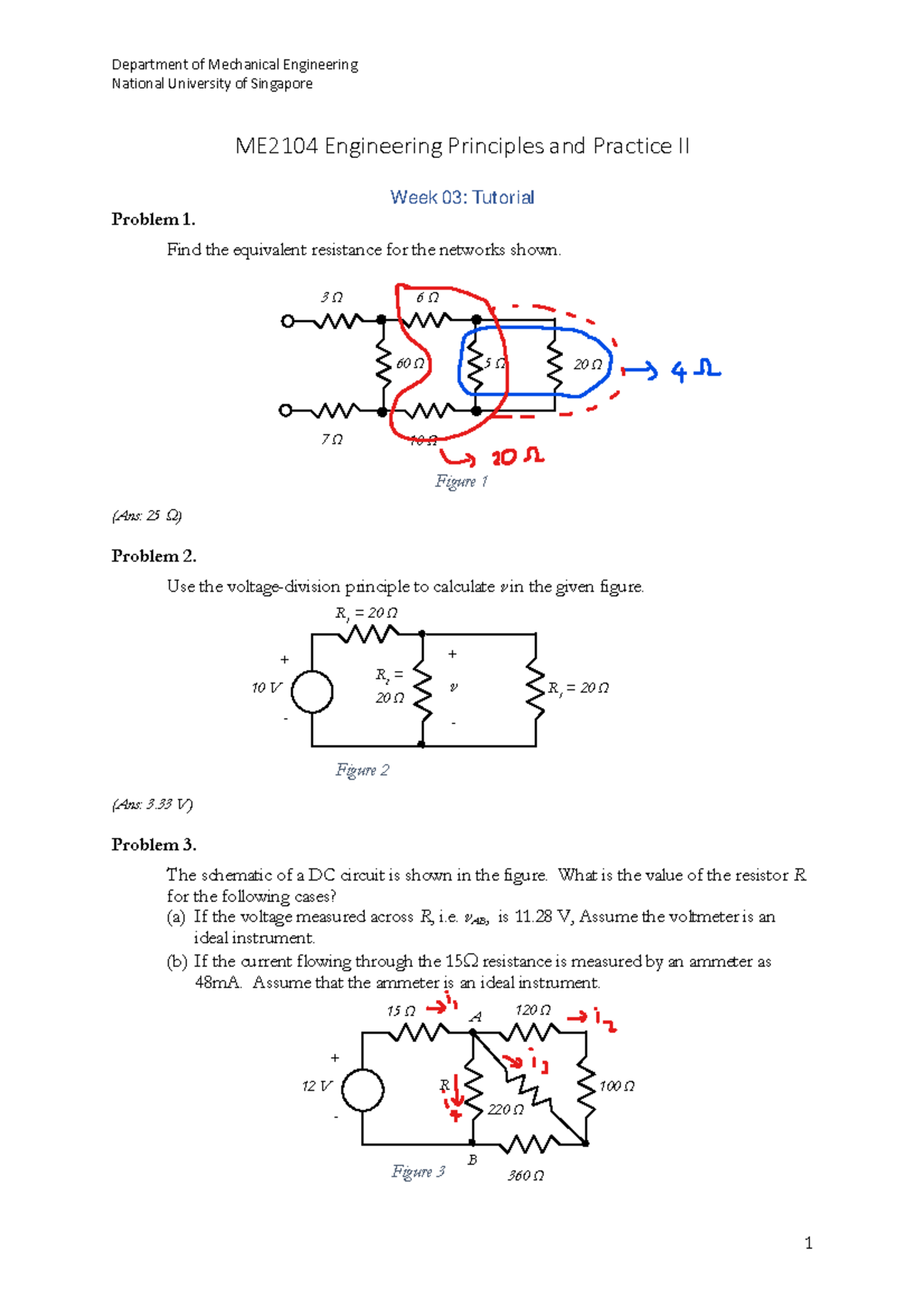 Week 03 Tutorial - Department of Mechanical Engineering National University of Singapore 1 ...