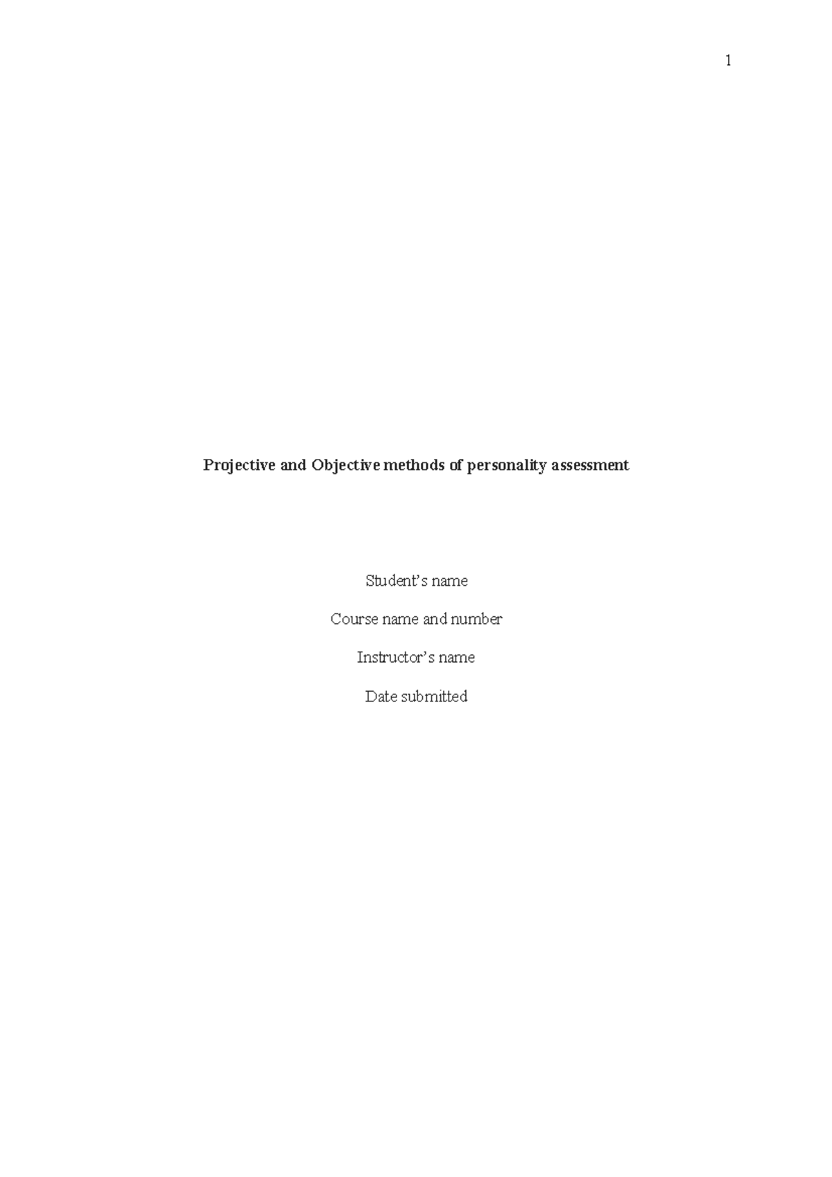 Projective And Objective Methods Of Personality Assessment The Term projective-and-objective-methods-of-personality-assessment-the-term