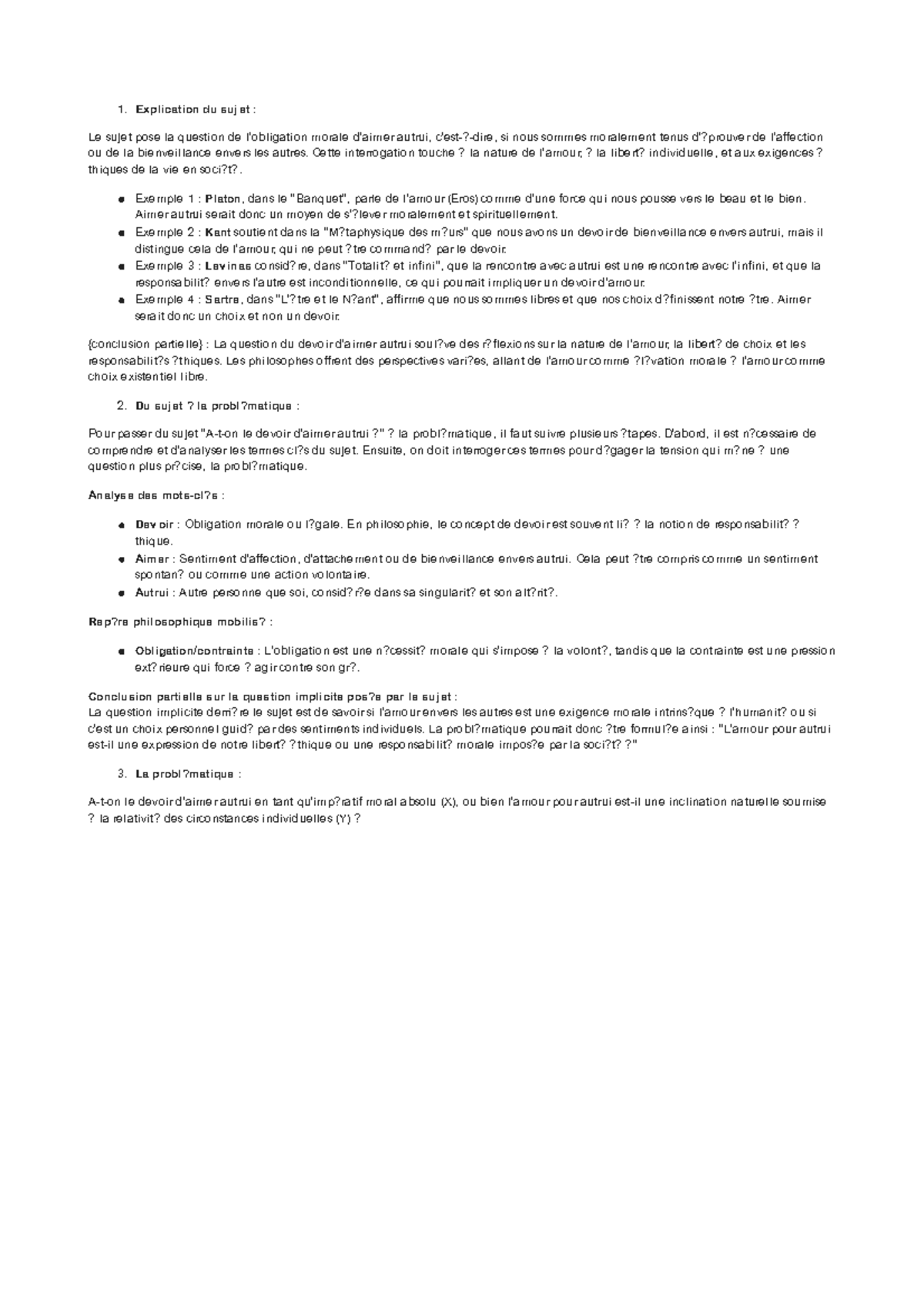 A-t-on le devoir d'aimer autrui - Explication du suj et : Le sujet pose ...