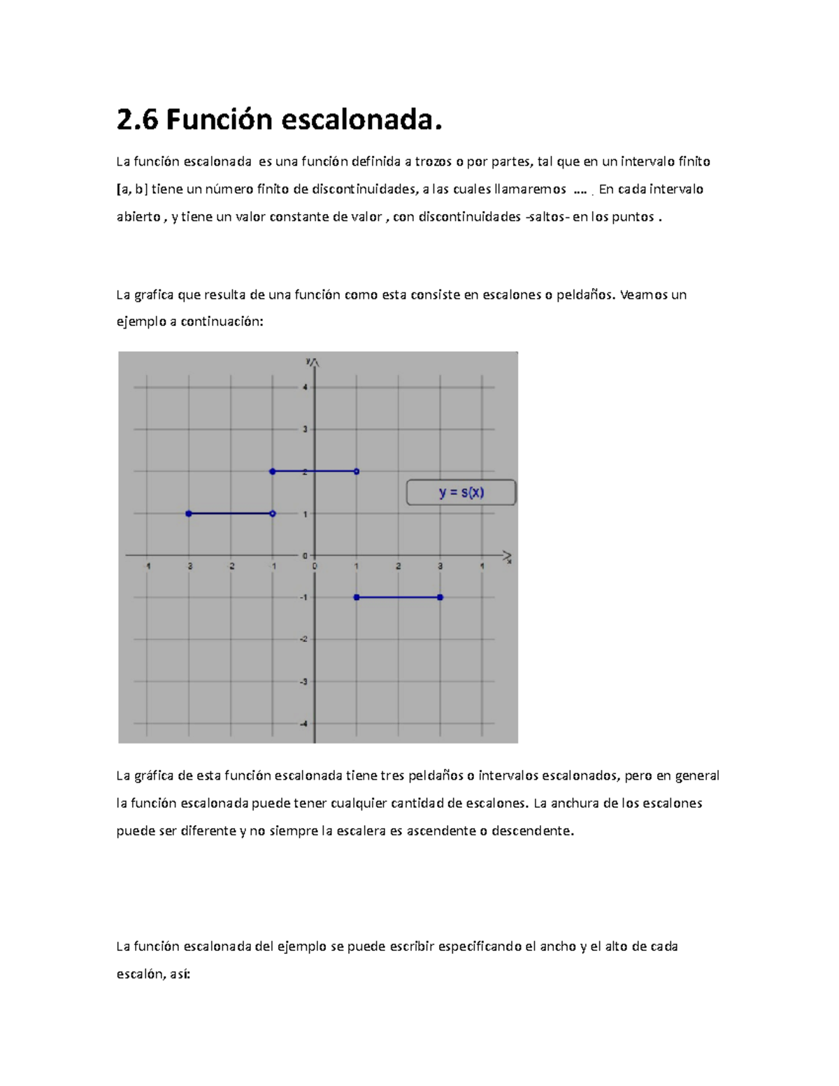 Funcion escalonada - algebra - 2 Función escalonada. La función ...