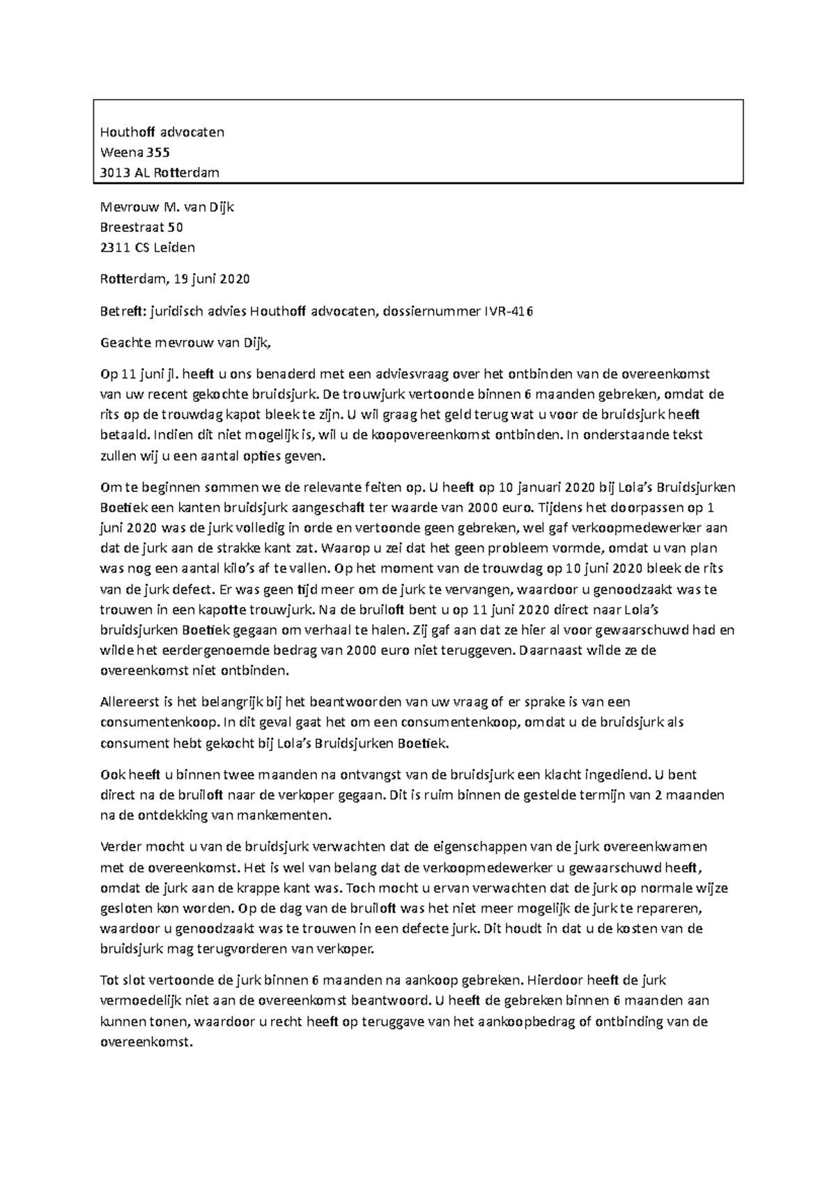 Adviesbrief Project Consument - Houthoff advocaten Weena 355 3013 AL ...