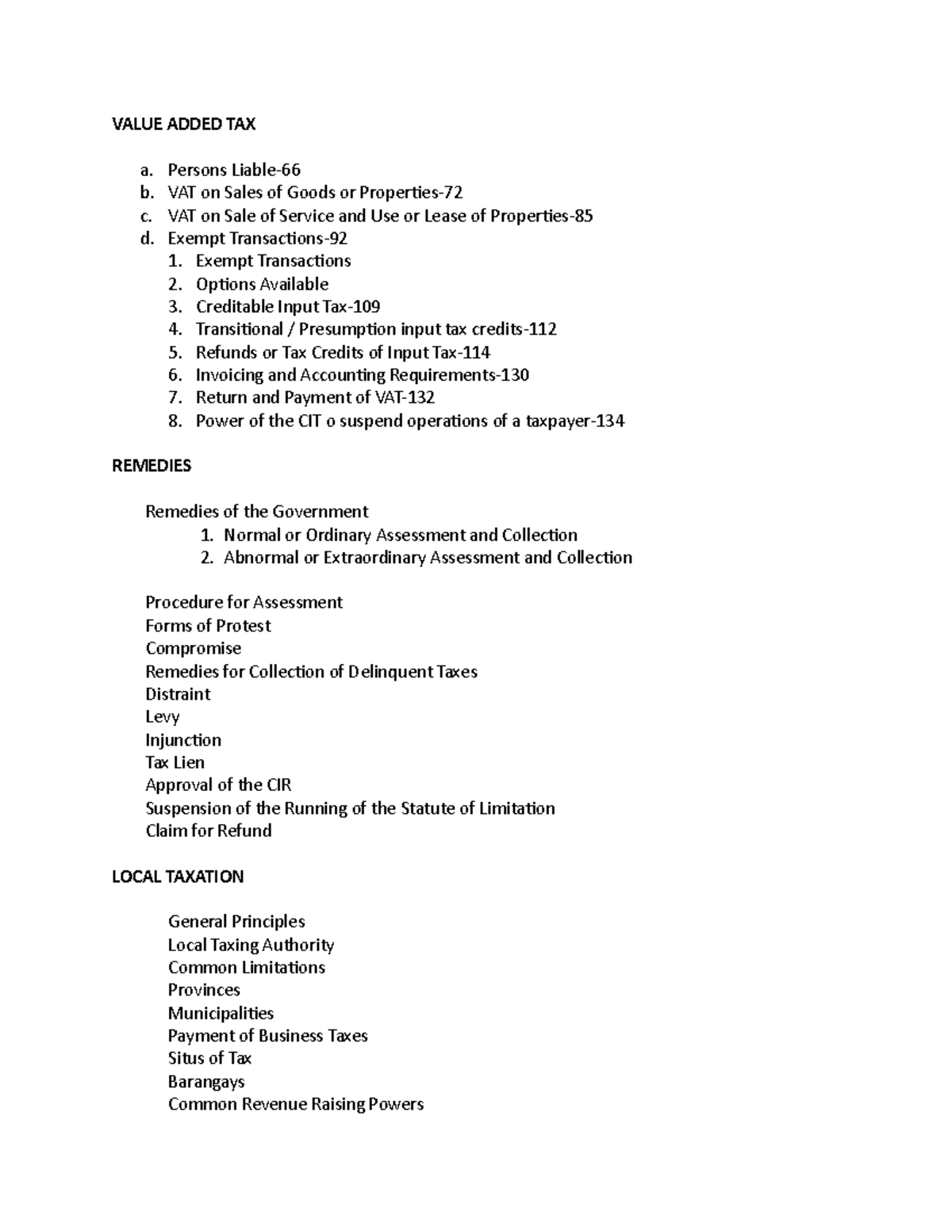 VAT Remedies Local AND RPT - VALUE ADDED TAX a. Persons Liable- b. VAT ...
