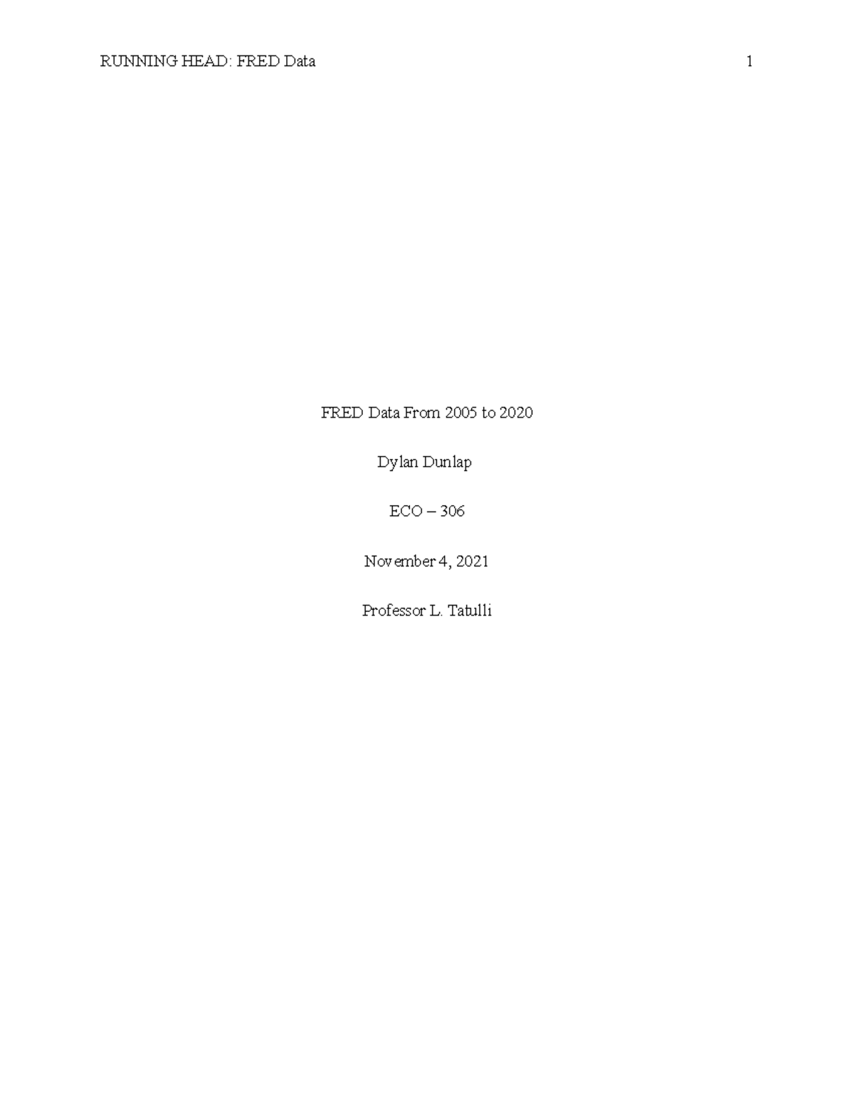 Module 2 Fred Data This Is A Homework Assignment For Eco 306 I Received An A In The Class