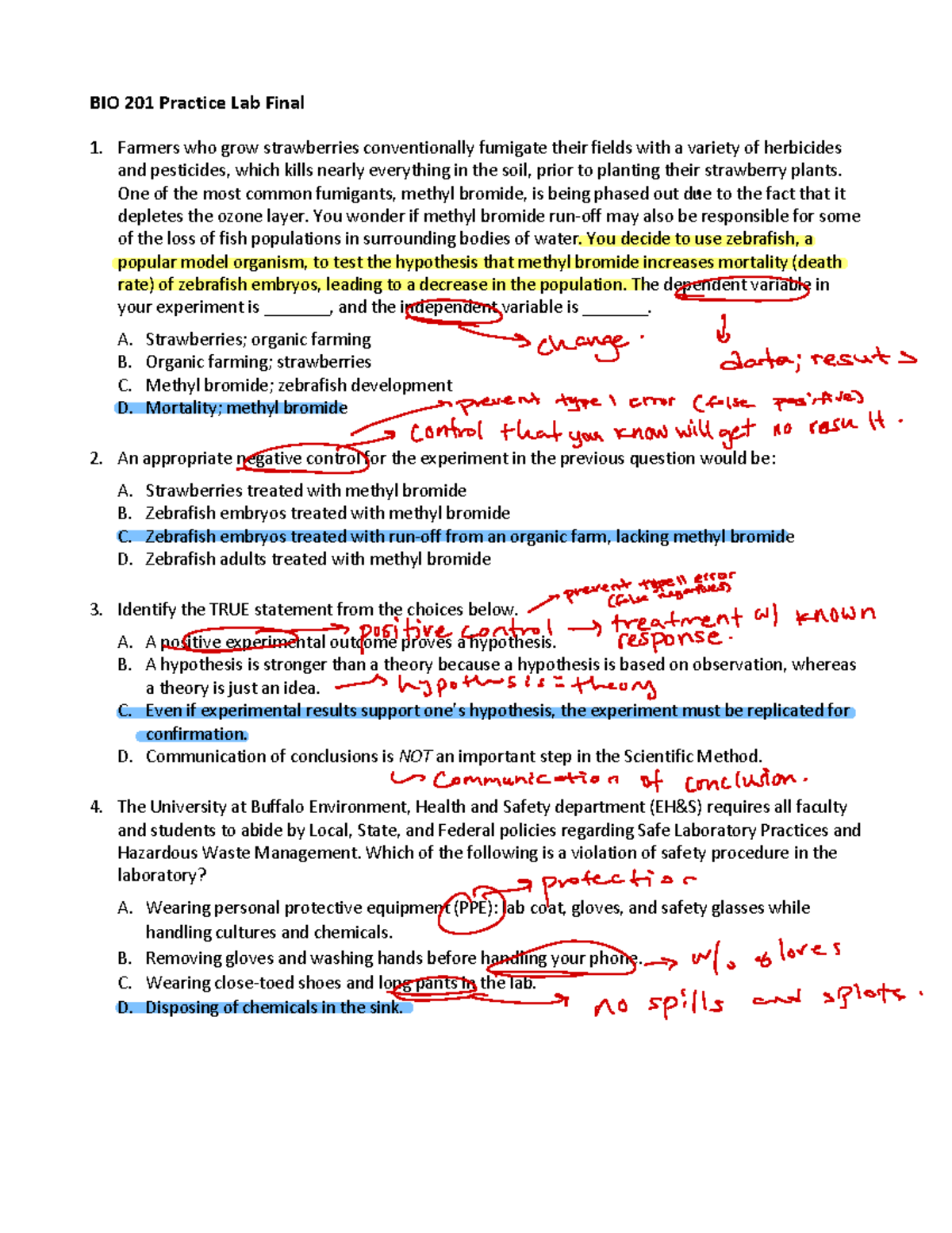 BIO201 Practice Lab Final - BIO 201 Practice Lab Final Farmers who grow ...