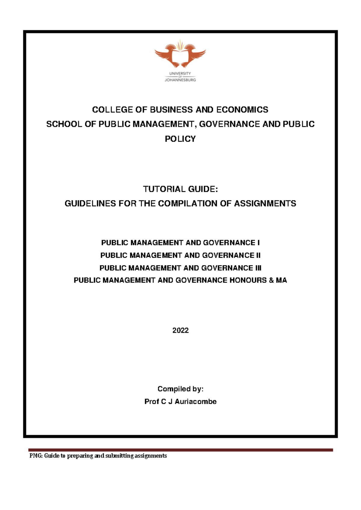 PMG Guideline for Assignments Tutorial Guide 2022(1)[1553] - PMG: Guide to preparing and ...