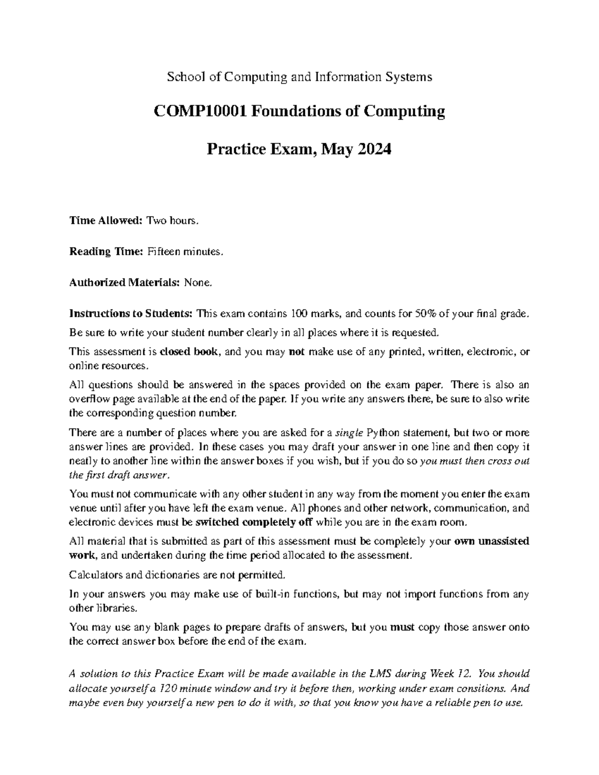 Exam-2024s1-practice - School of Computing and Information Systems ...