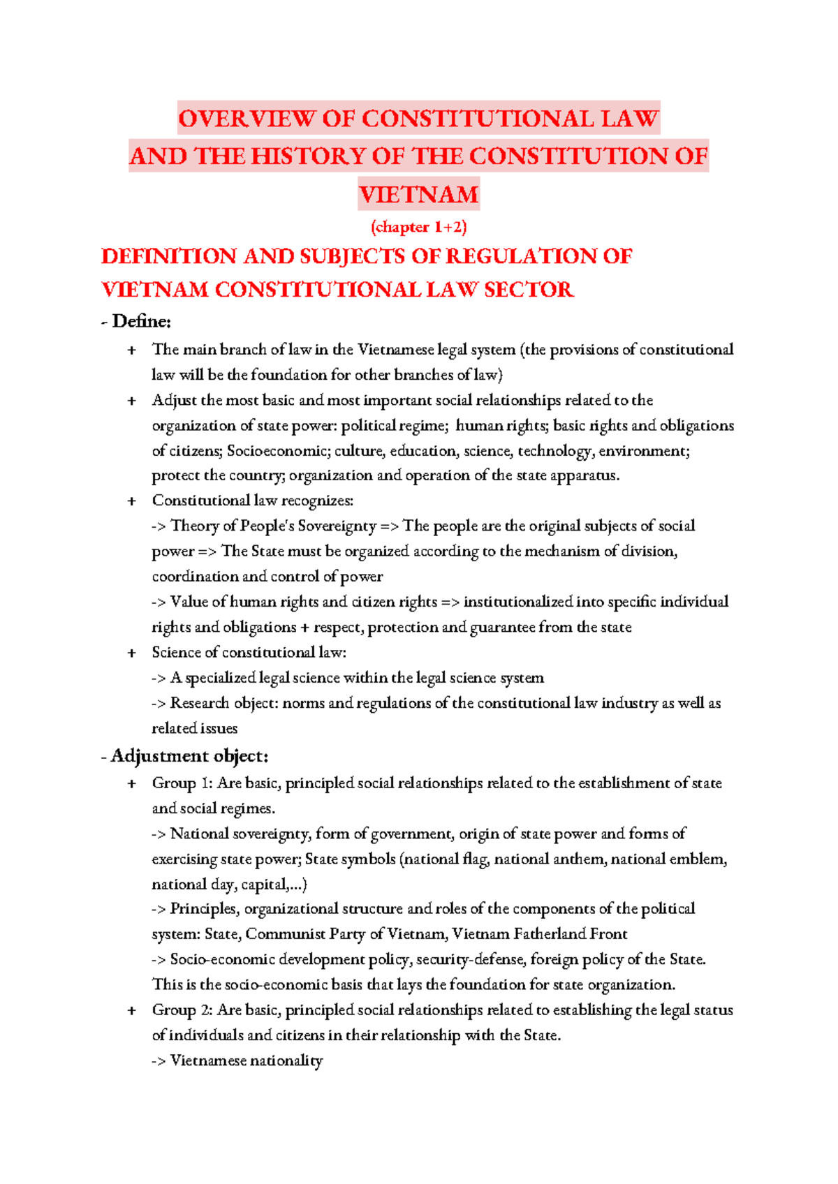 Constitutional LAW ( English) - OVERVIEW OF CONSTITUTIONAL LAW AND THE ...