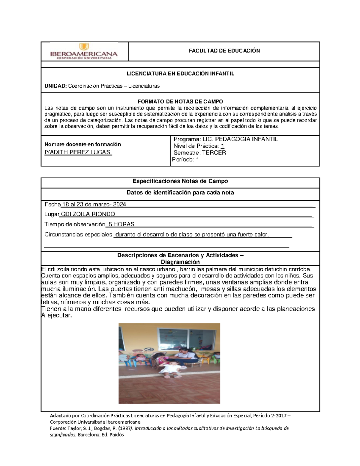 Formato Notas DE Campo 1 - Adaptado por Coordinación Prácticas ...