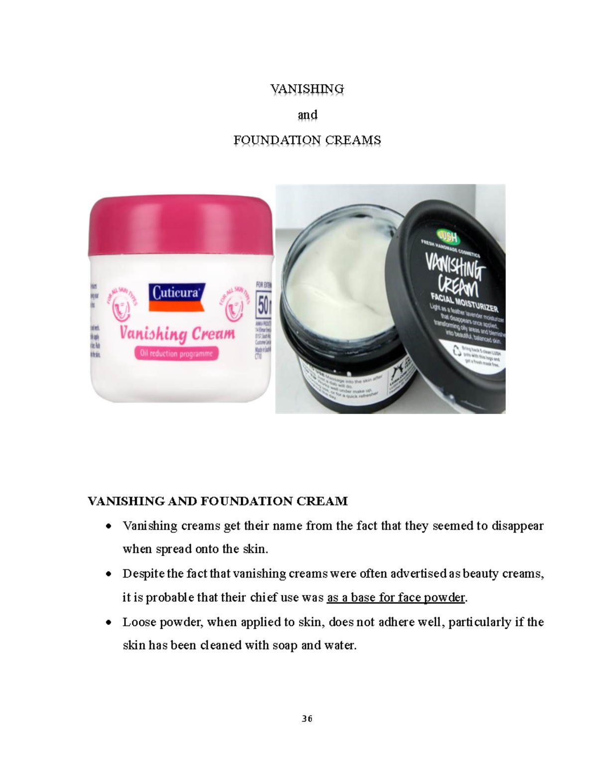 Vanishing and Foundation Creams preparation - VANISHING AND FOUNDATION ...