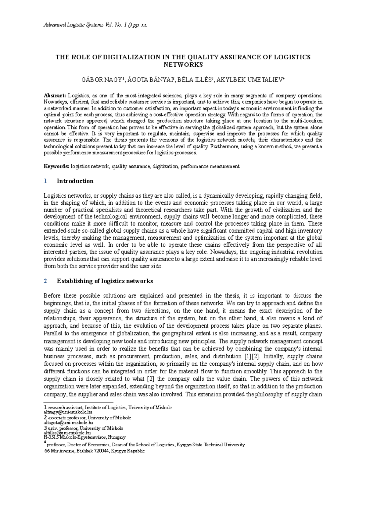 ALS Nagy G The role of digitalization in the quality assurance of ...