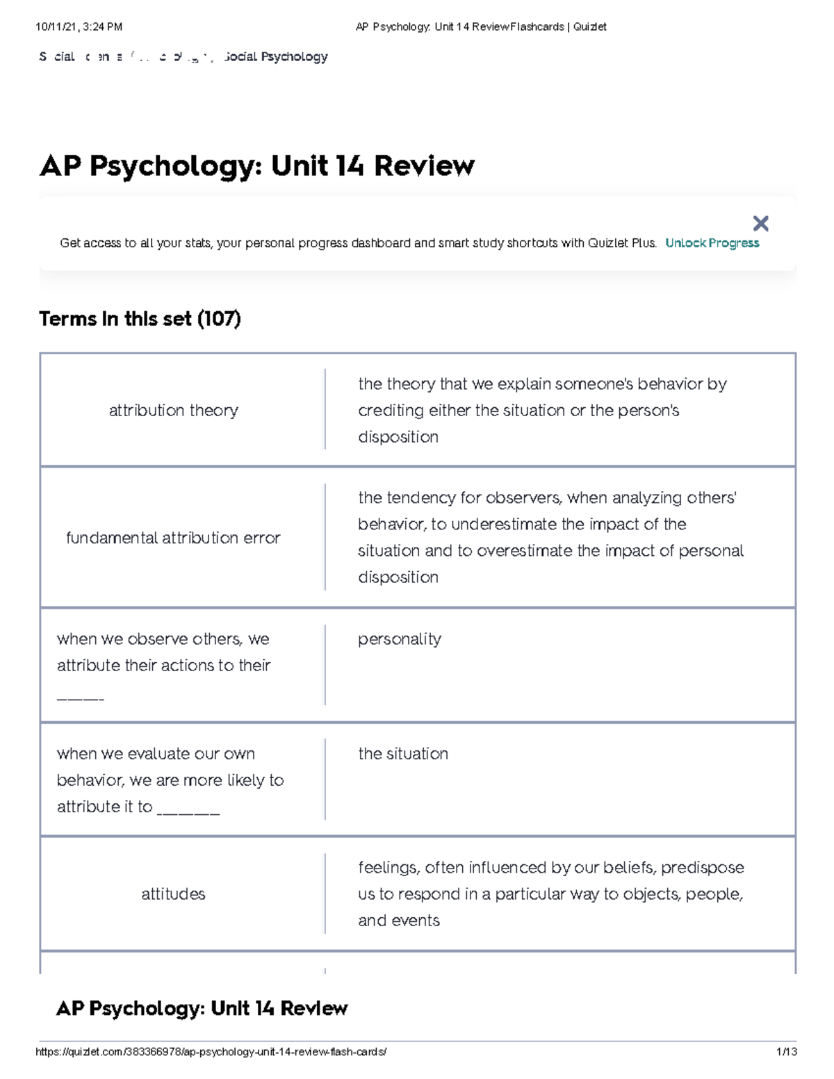 Psychology Unit 14 - AP Psychology: Unit 14 Review Social Science ...