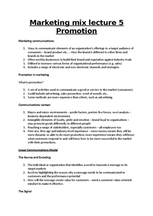 The Marketing Mix Notes - The Marketing Mix: Lecture 1: Introducing the ...