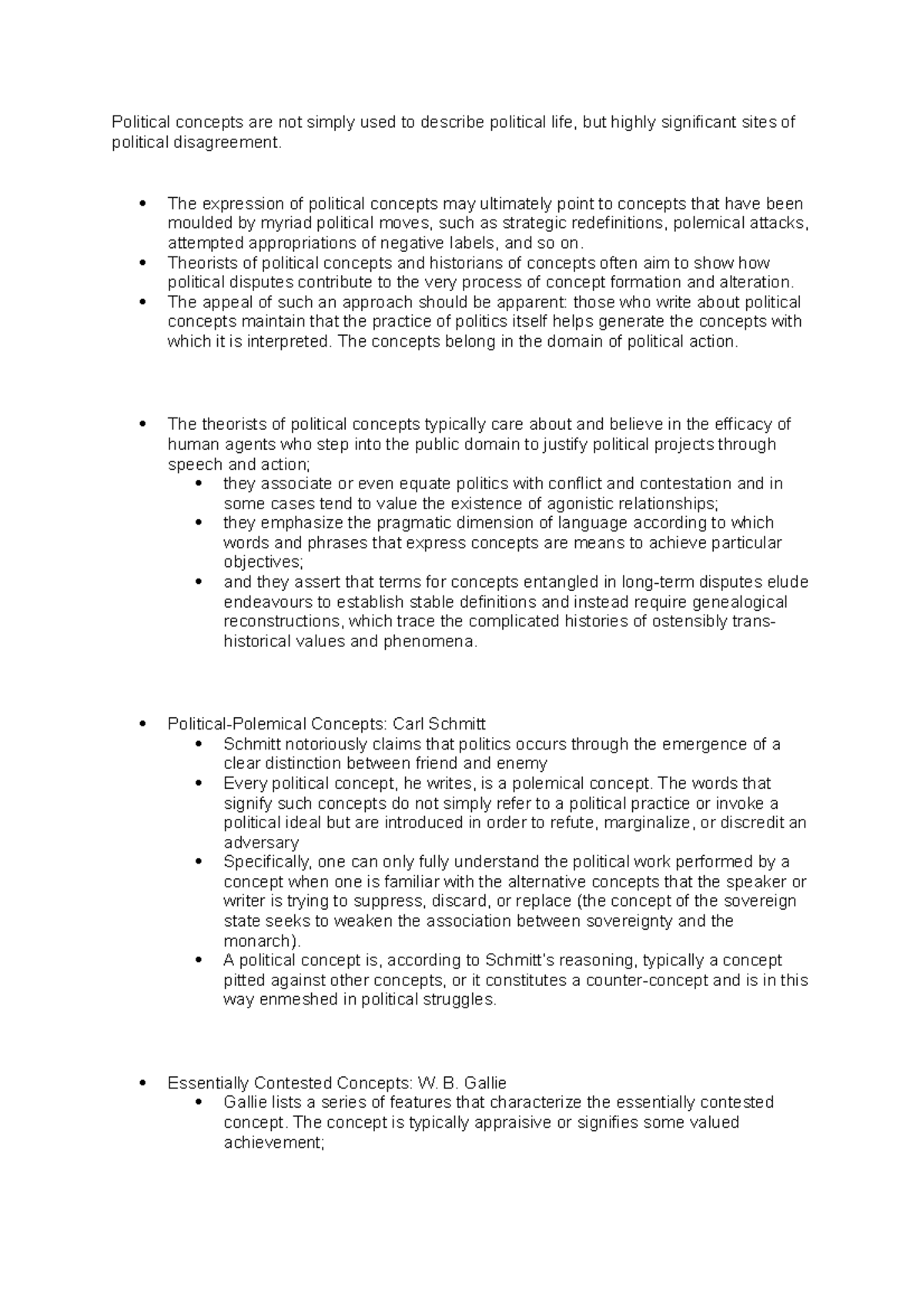 Political representation summary week 2 - Political concepts are not ...