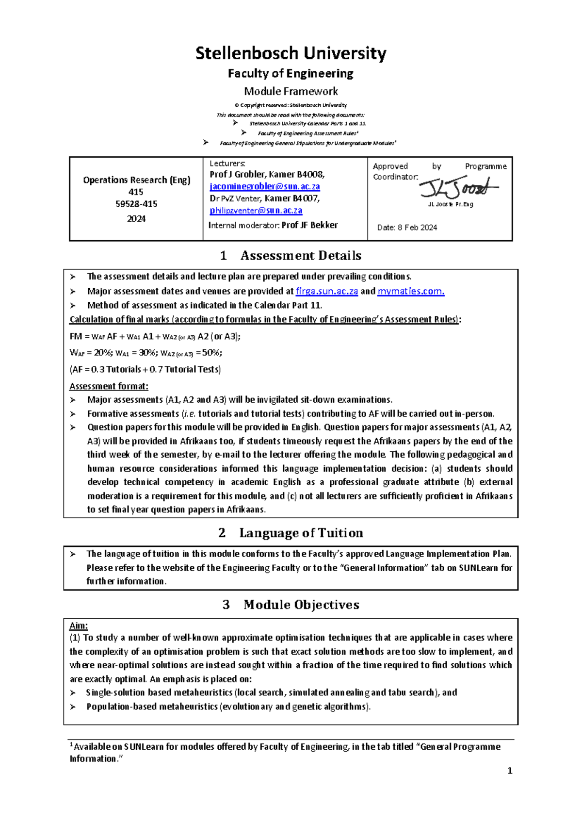 Study guide 2024 - Stellenbosch University Faculty of Engineering ...