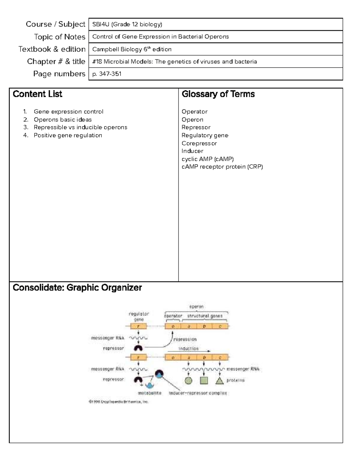 Genes - Notes - Course / Subject SBI4U (Grade 12 biology) Topic of ...