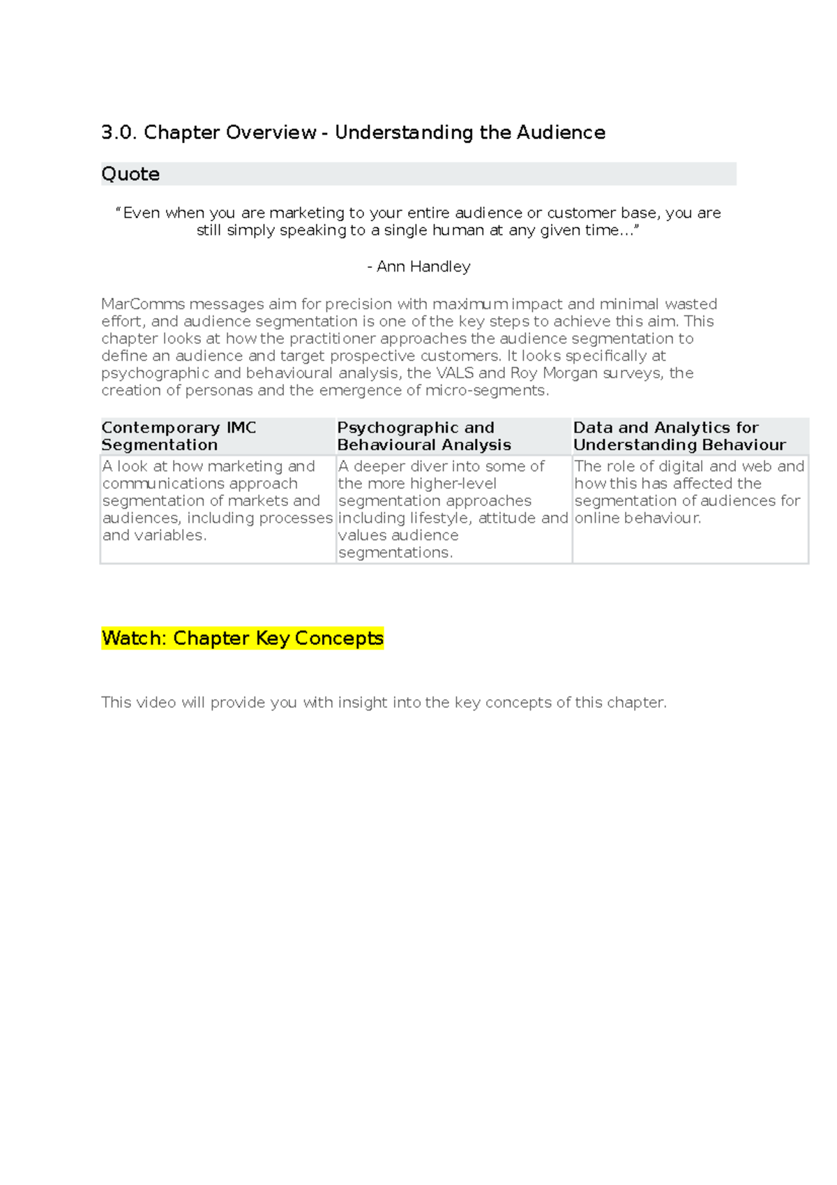 3.0. Chapter Overview - Understanding the Audience - 3. Chapter Overview - Understanding the ...