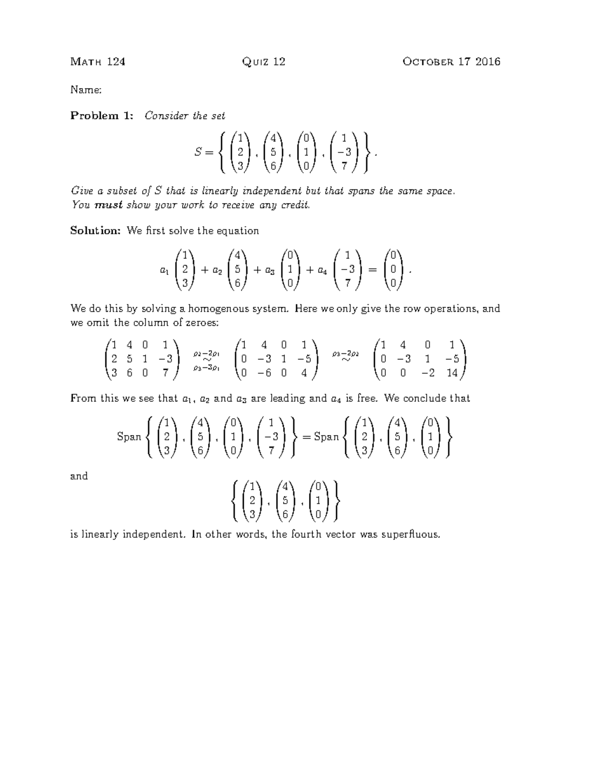 MATH124 2016-2017 Quiz 12 - Questions & Answers - Math 124 Quiz 12 ...