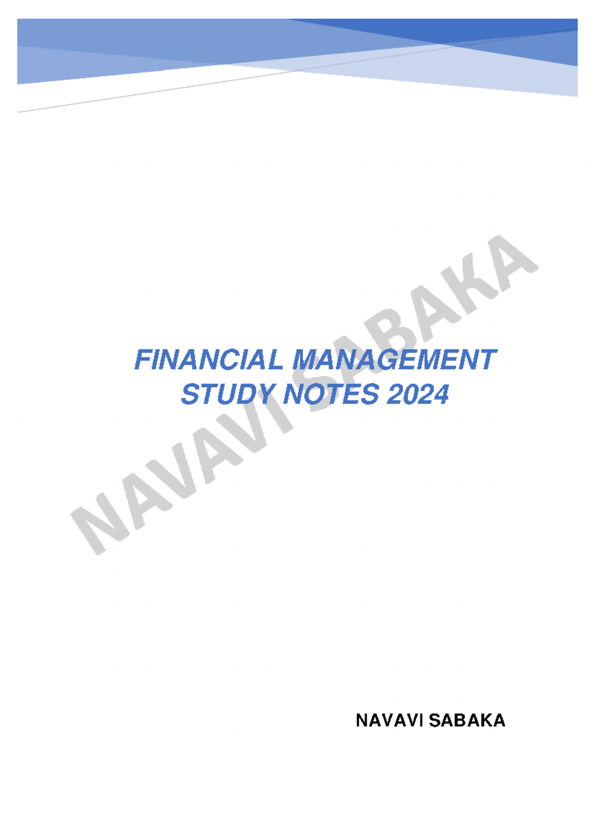 FM Navavi sabaka - Short notes - AA FINANCIAL MANAGEMENT STUDY NOTES ...