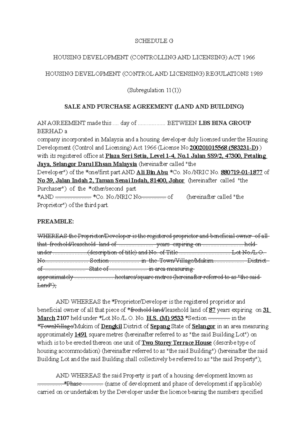 Schedule G (updated) Final - SCHEDULE G HOUSING DEVELOPMENT ...