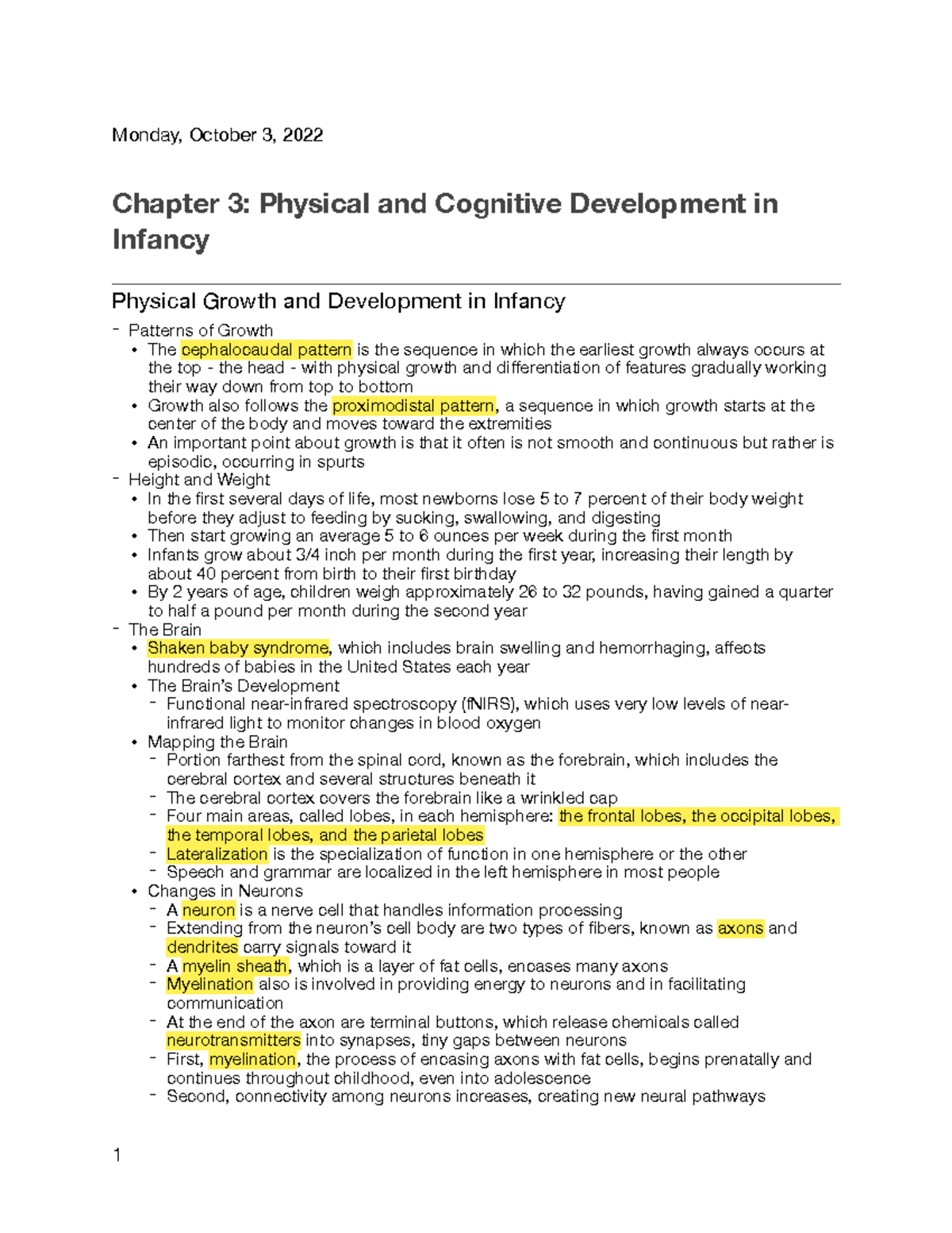 Chapter 3 Notes - Monday, October 3, 2022 Chapter 3: Physical and ...