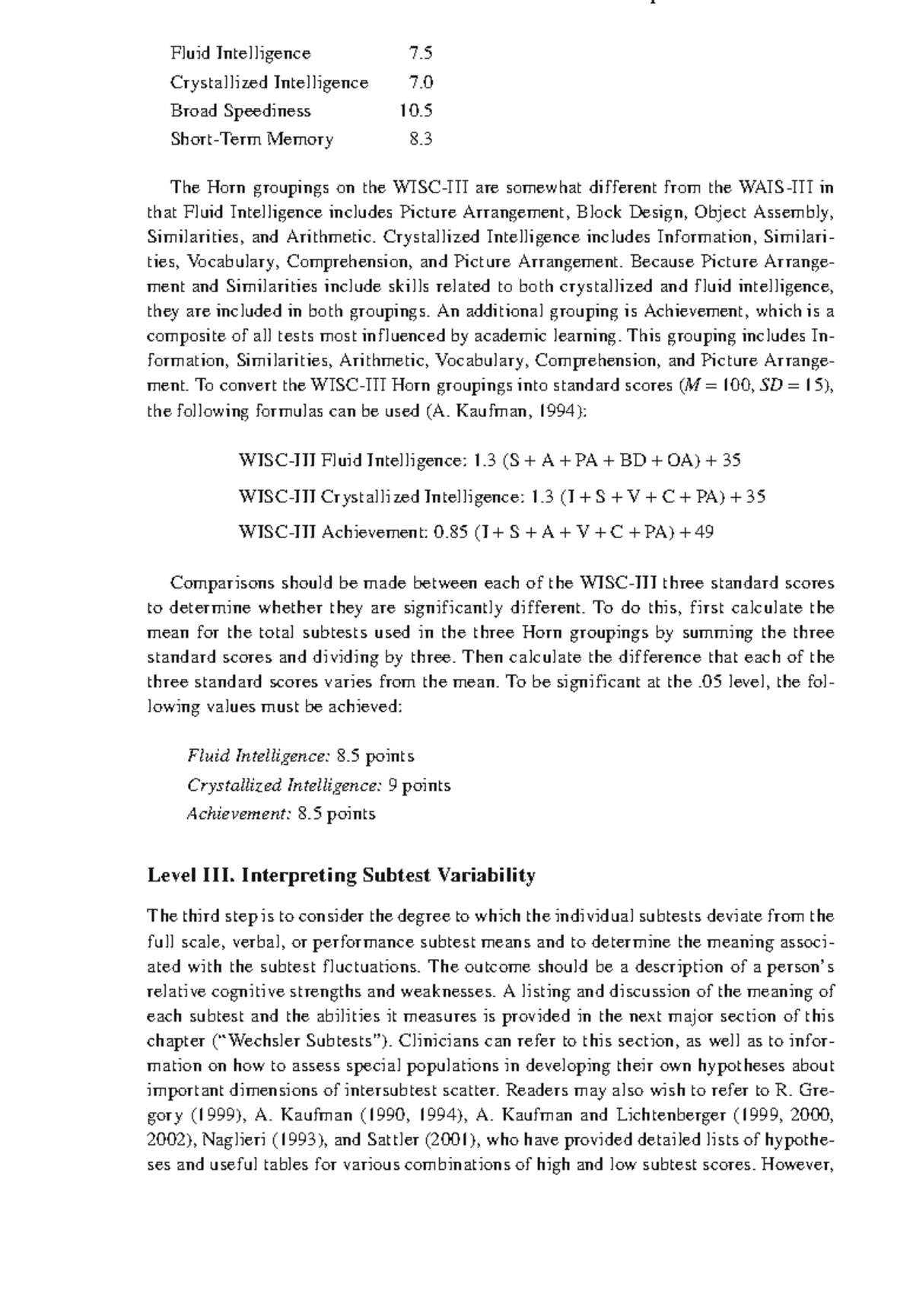 Lecture notes personality psycology-27 - WAIS-III / WISC-III Successive ...