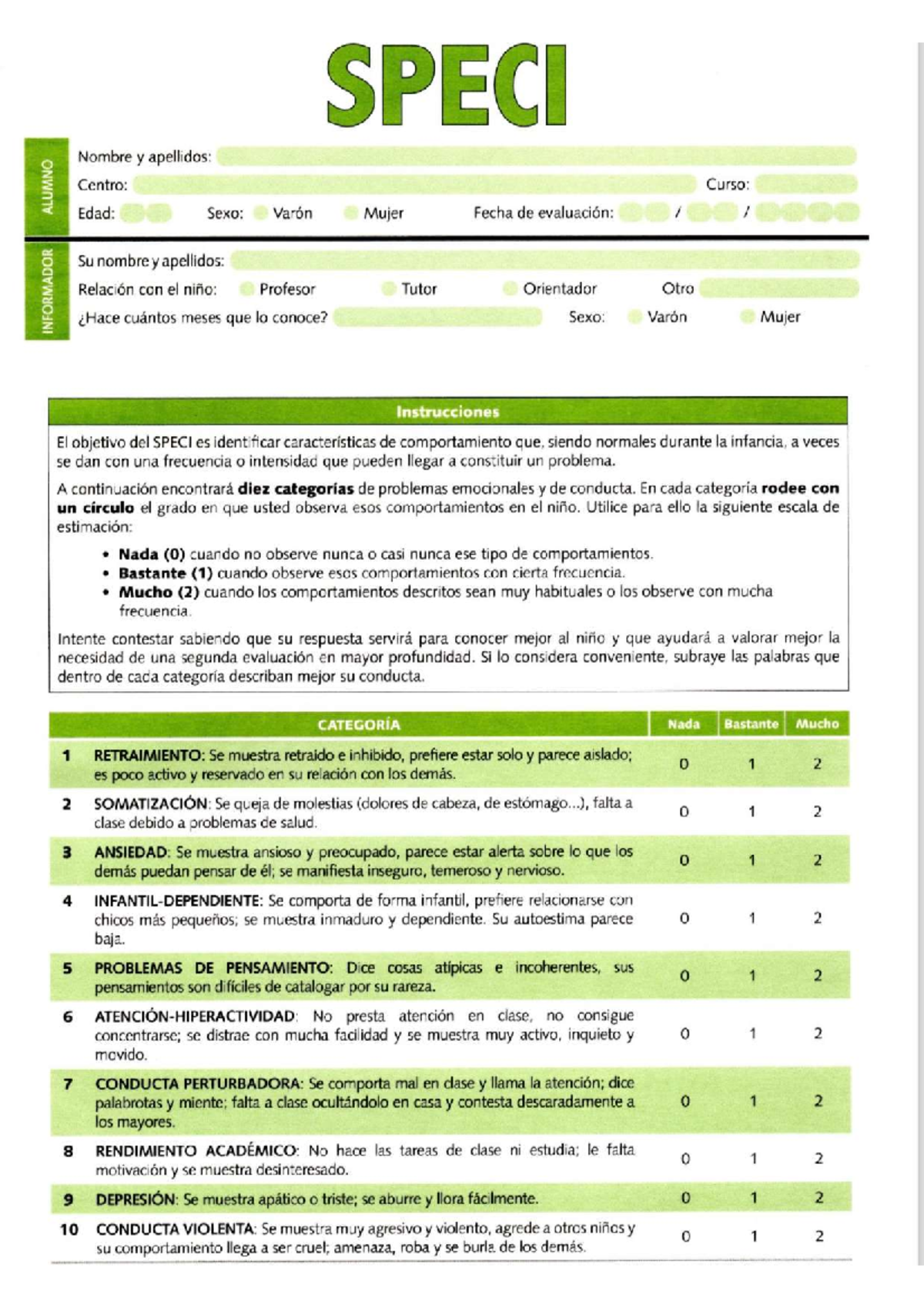 Test speci pdf listo - Pruebas Psicológicas Y Evaluación - Studocu