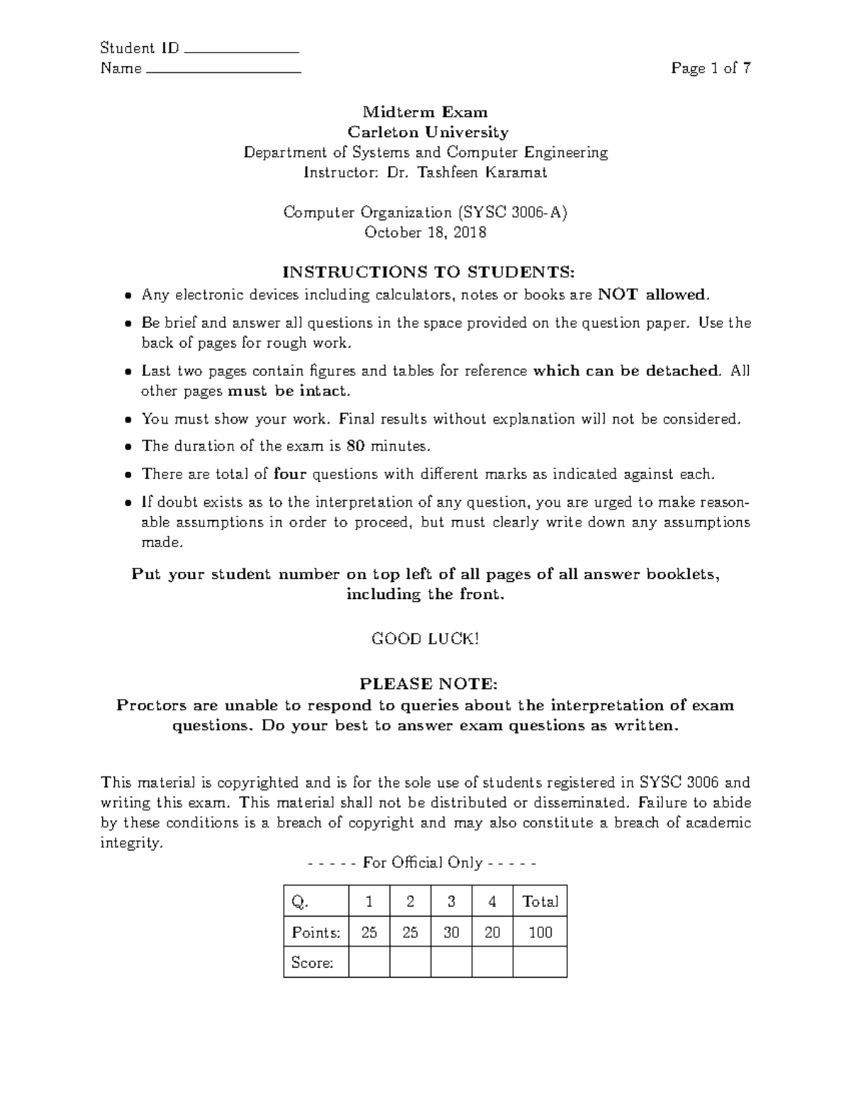 Midterm October 2018 Questions Warning Tt Undefined Function 32