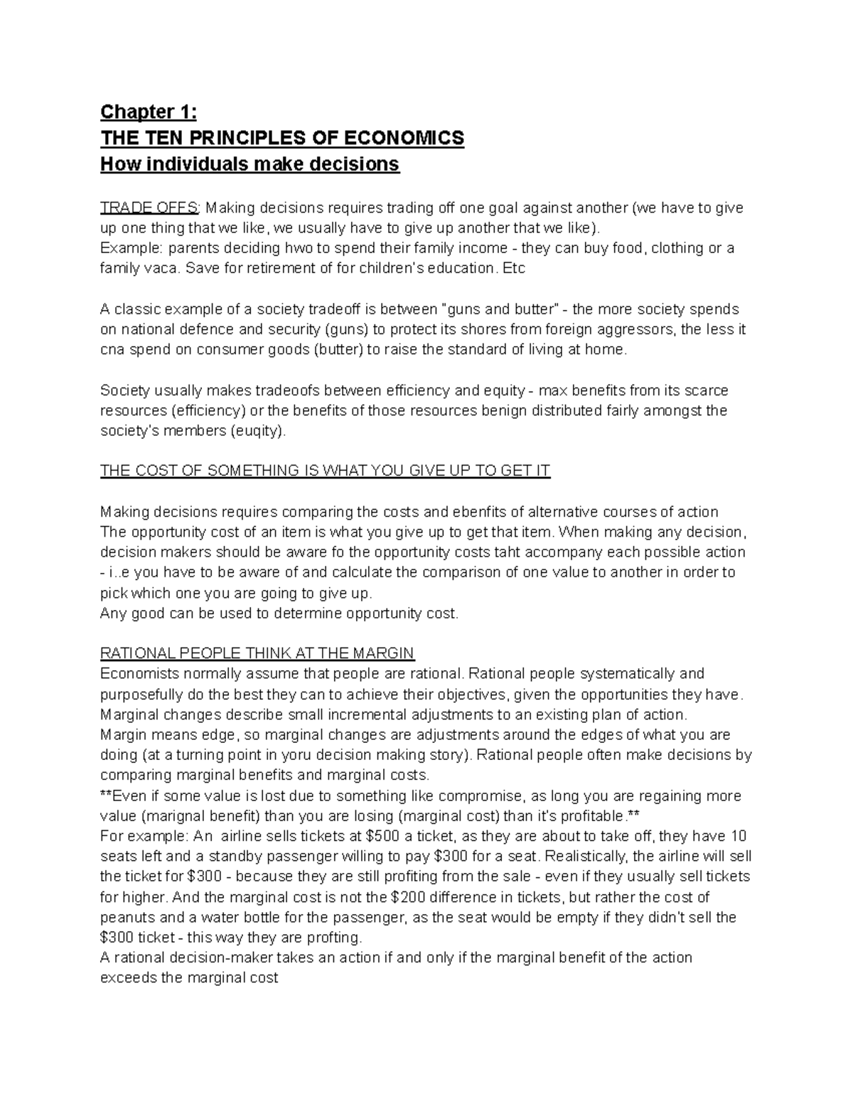 Macro - Econ Notes-2 - Chapter 1: THE TEN PRINCIPLES OF ECONOMICS How ...