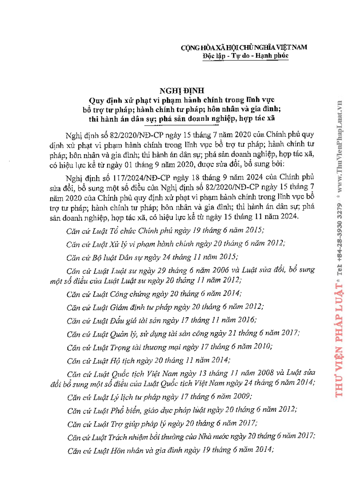 632204 - CONG HOA XA HOICHUNGHIA VIETNAM Dôc lâp Tu do Hanh phúc NGHI DINH Quy dinh xú phat vi ...