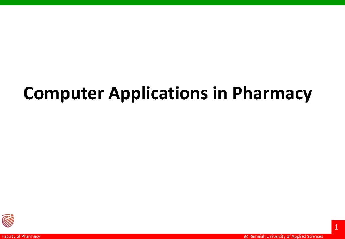 BP205T 3 - computer science - 1 Computer Applications in Pharmacy 2 ...