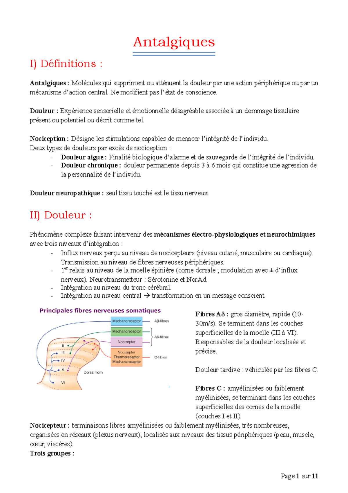 I Antalgiques - Antalgiques I) Définitions : Antalgiques : Molécules ...