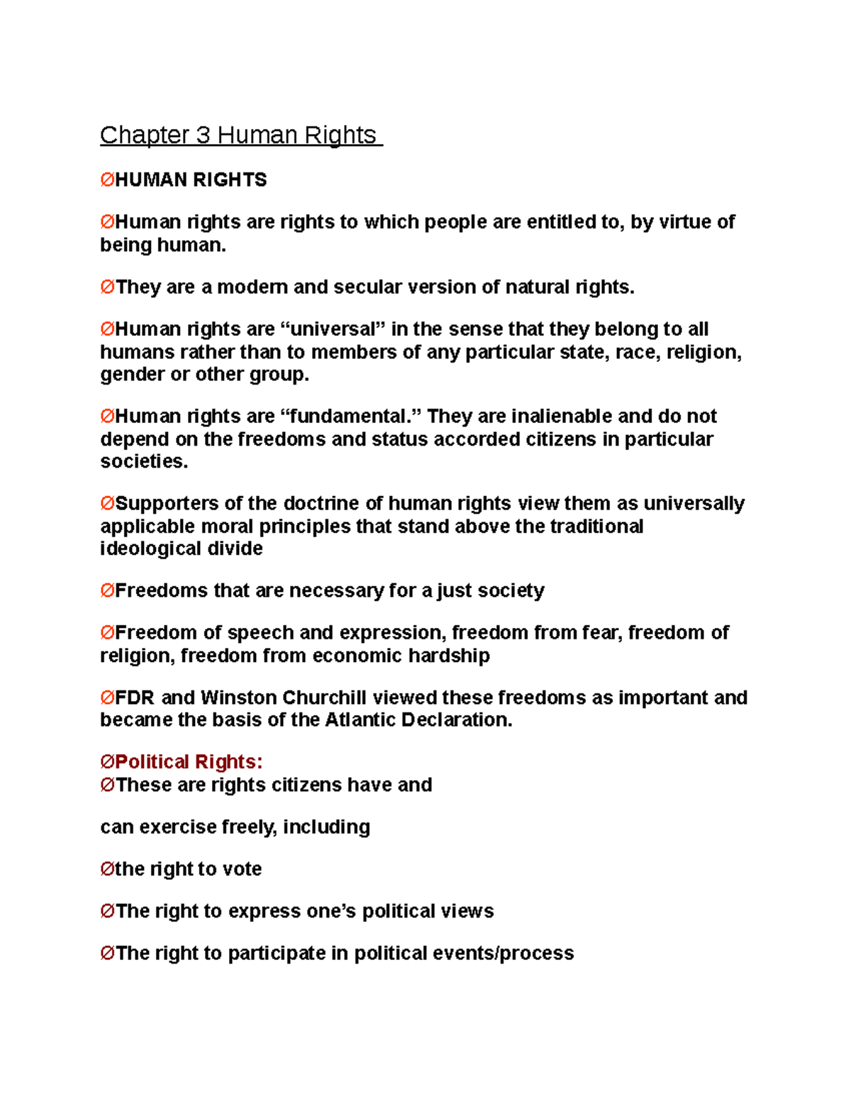 Global Issues Chapter 3 Human Rights - Chapter 3 Human Rights ØHUMAN ...
