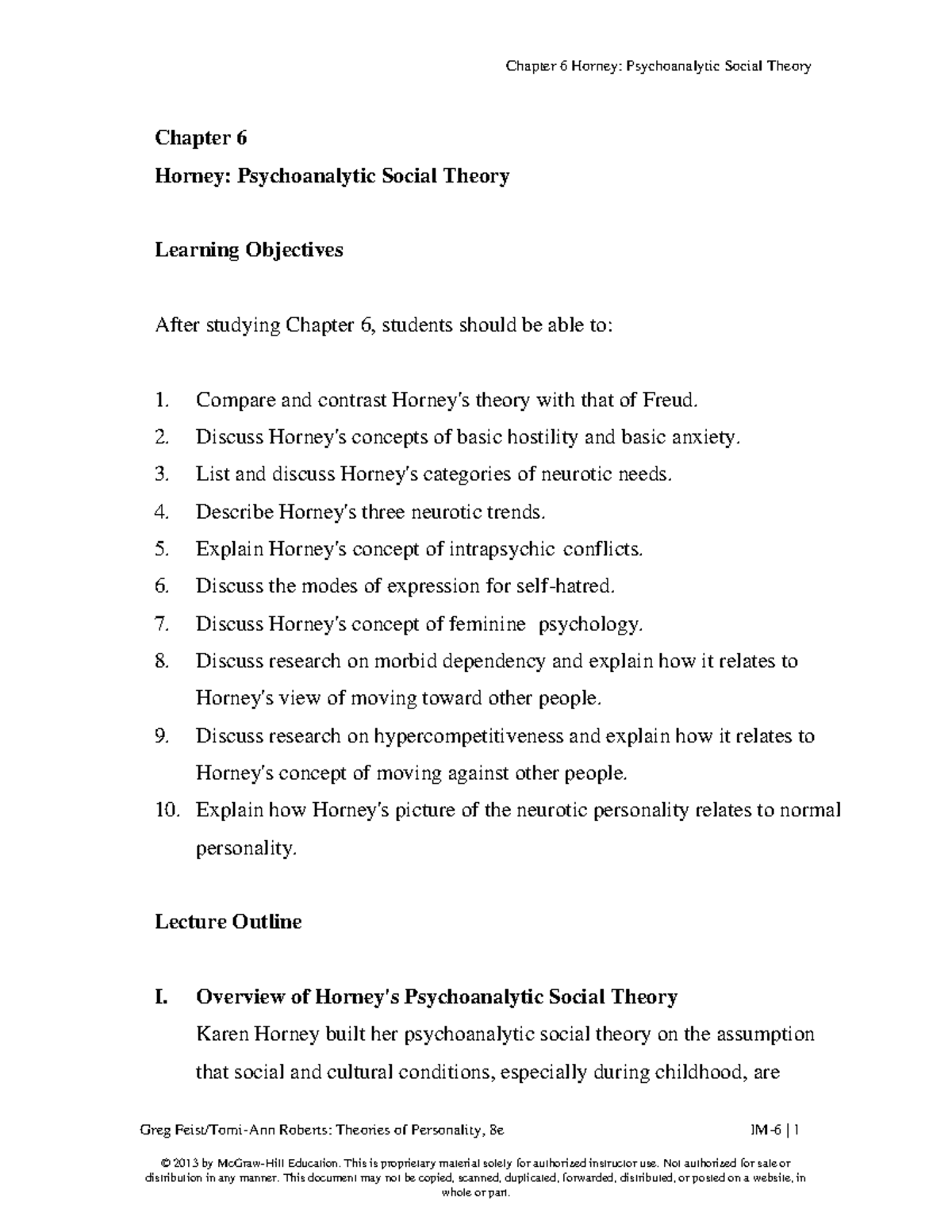 5- Horney [Psychoanalytic Social Theory] - Greg Feist/Tomi-Ann Roberts ...